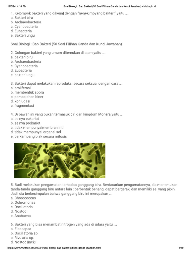 Soal Biologi - Bab Bakteri | PDF