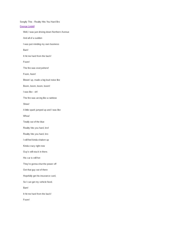 Songify This - Reality Hits You Hard Bro - Google Docs (1) | PDF