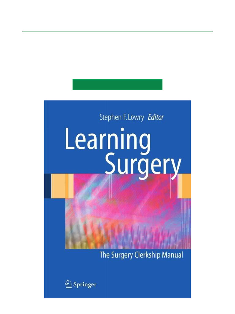 Learning Surgery The Surgery Clerkship Manual 1st Edition All Format ...