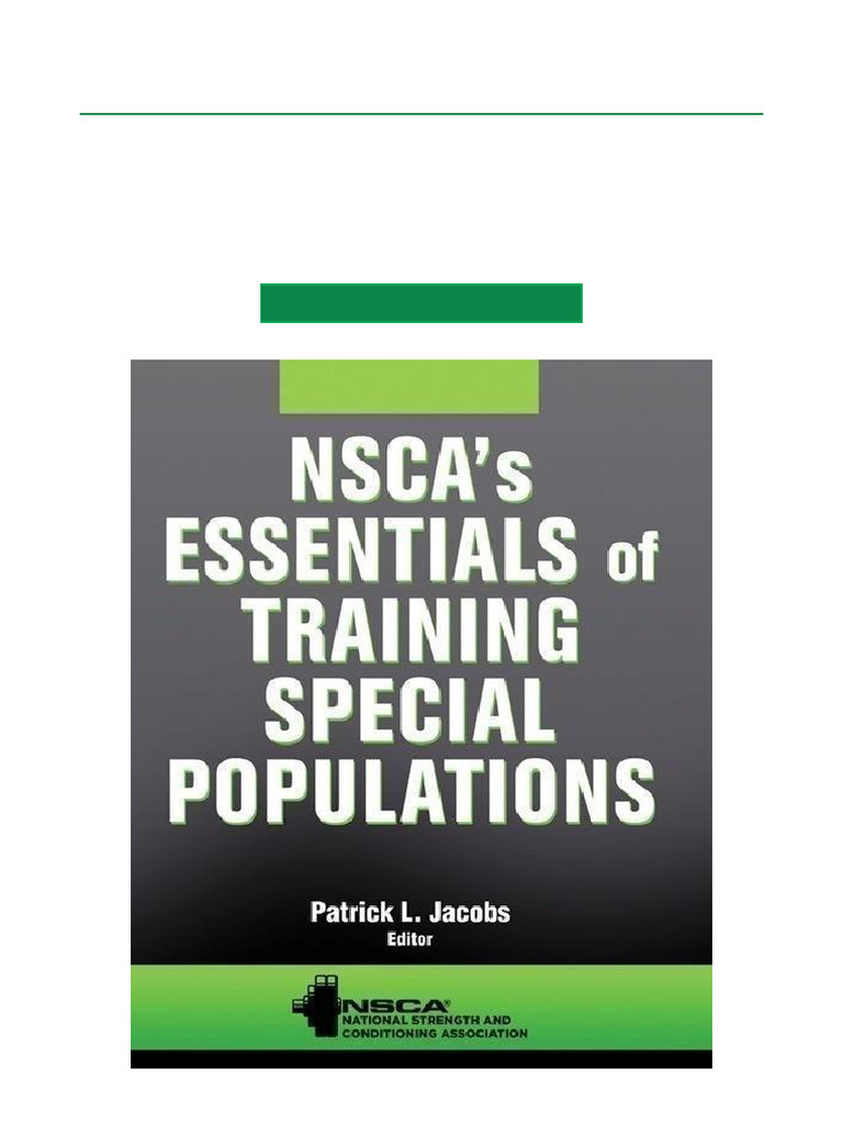 NSCA's Essentials of Training Special Populations Reference Book Download | PDF