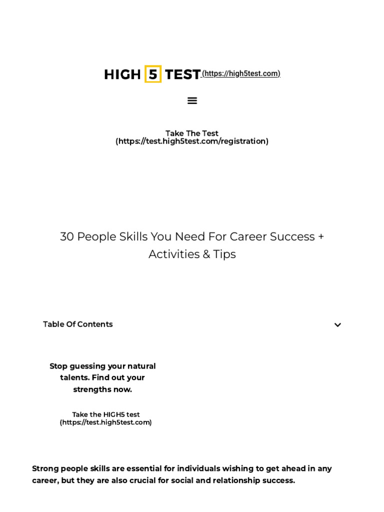 30 People Skills You Need For Career Success + Activities & Tips | PDF ...