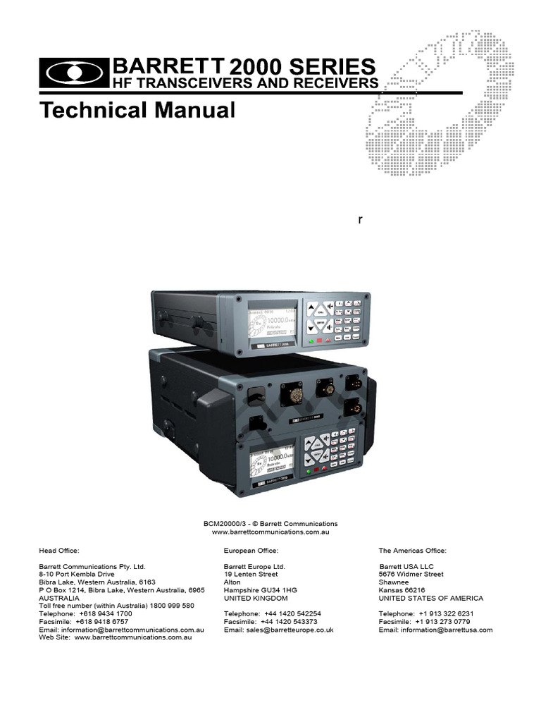 Barrett 2050 HF Transceiver Service Manual | PDF | Detector (Radio ...