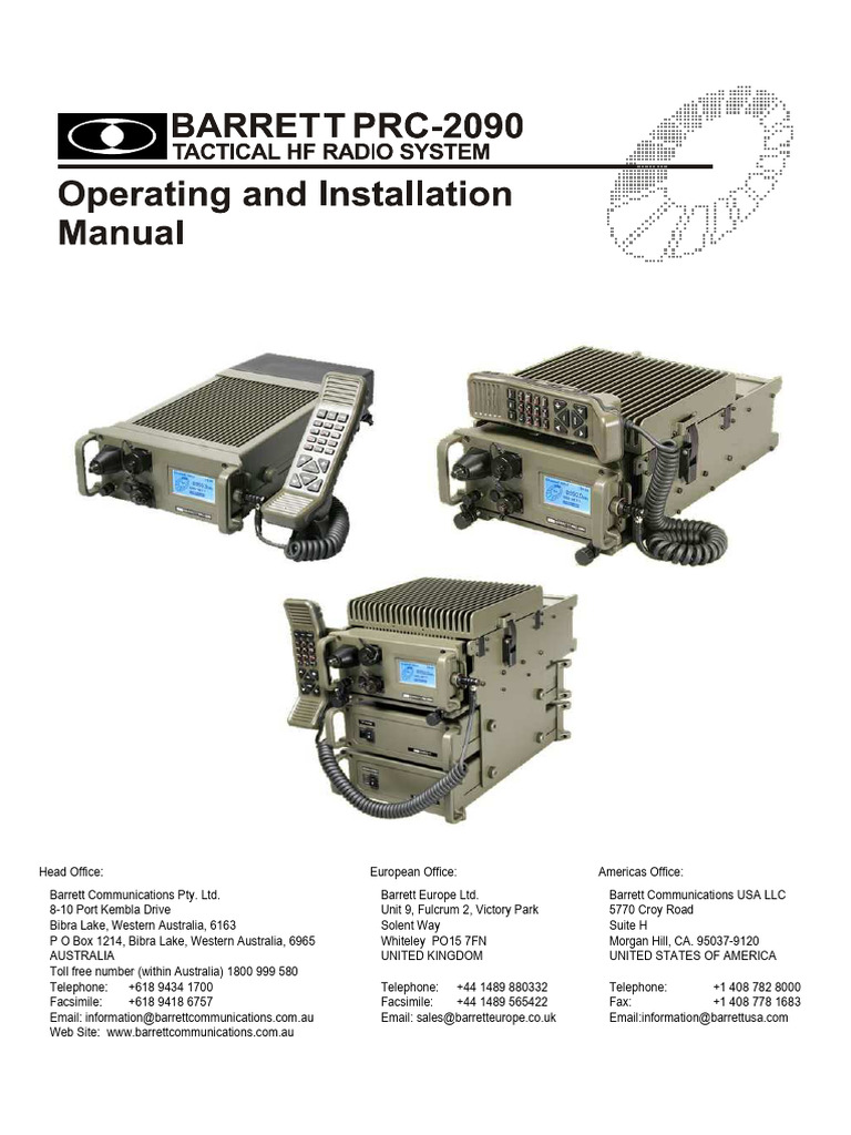 Barrett PRC2090 Operation Installation User Manual | PDF | High ...