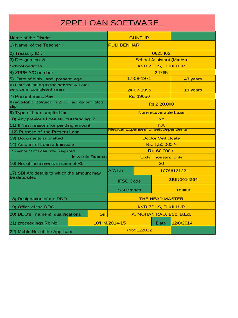 ZPPF Loan Programme (Benhar) | PDF | Loans | Cheque