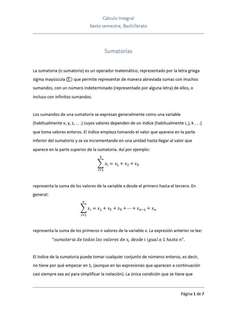 Sumatorias | PDF | Suma | Conceptos matemáticos