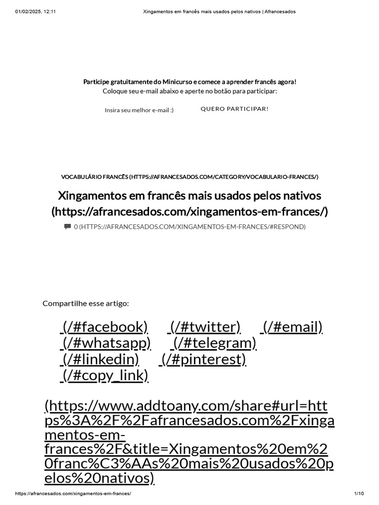 Xingamentos Comuns em Francês | PDF | Francês (idioma) | França