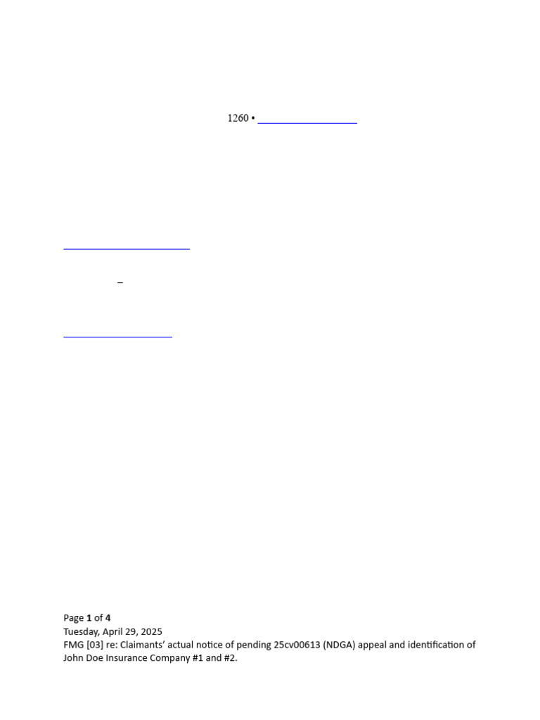 (FMG) (03) 04.29.25 Re Claimants' Notice of 25cv00613 (NDGA) Appeal and Identification of John ...