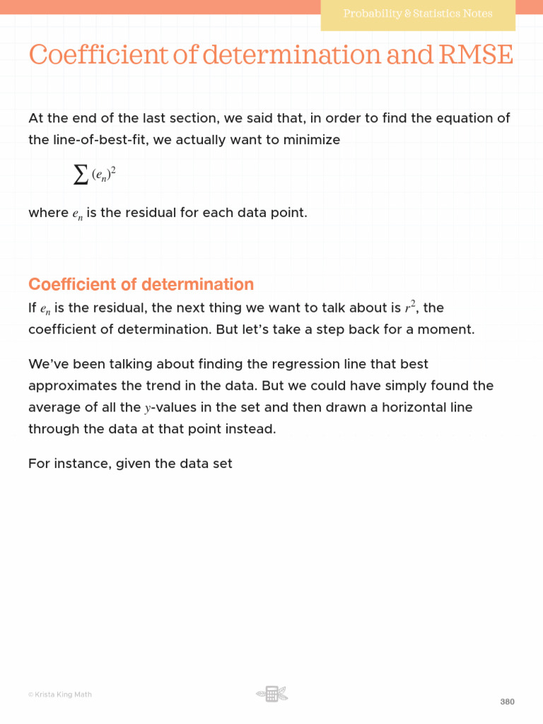 03 Coefficient of determination and RMSE | PDF | Errors And Residuals ...