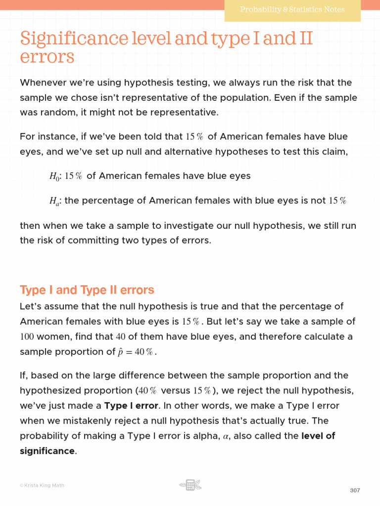 Understanding Type I and II Errors | PDF | Type I And Type Ii Errors ...