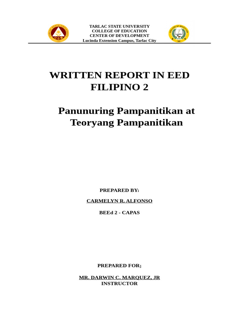 Written Report Eed Fil 2 | PDF