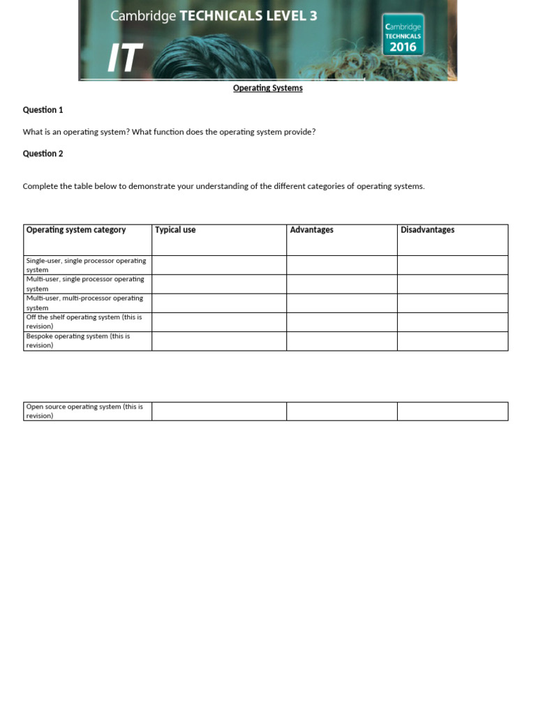 2.4.2 Operating Systems Worksheet | PDF