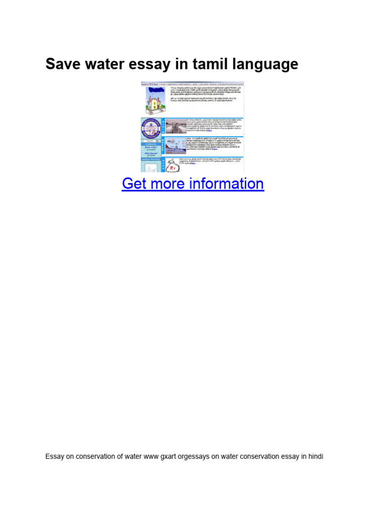 Save Water Essay in Tamil Language | PDF | Water | Earth Sciences