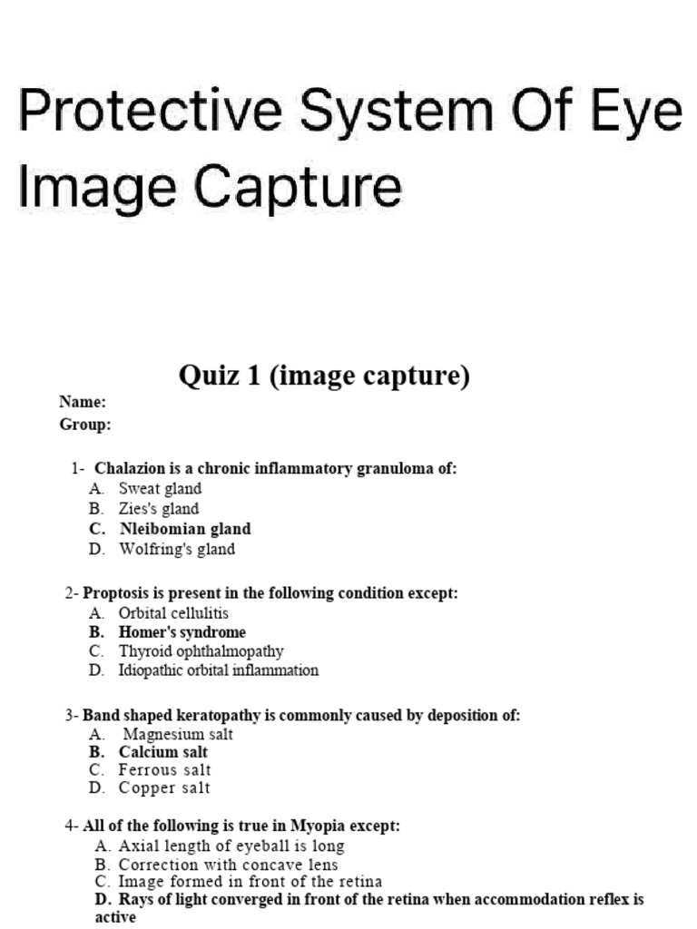Ophthalmology Quiz 1,2,3 | PDF