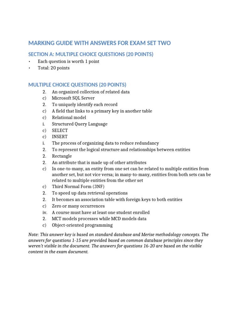 marking_guide2_with_answers | PDF | Information Retrieval | Information Technology Management