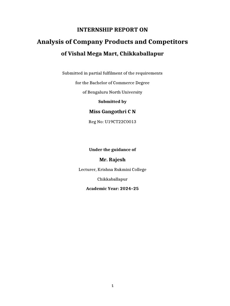 Internship Report On Tarun | PDF | Retail | Supermarket