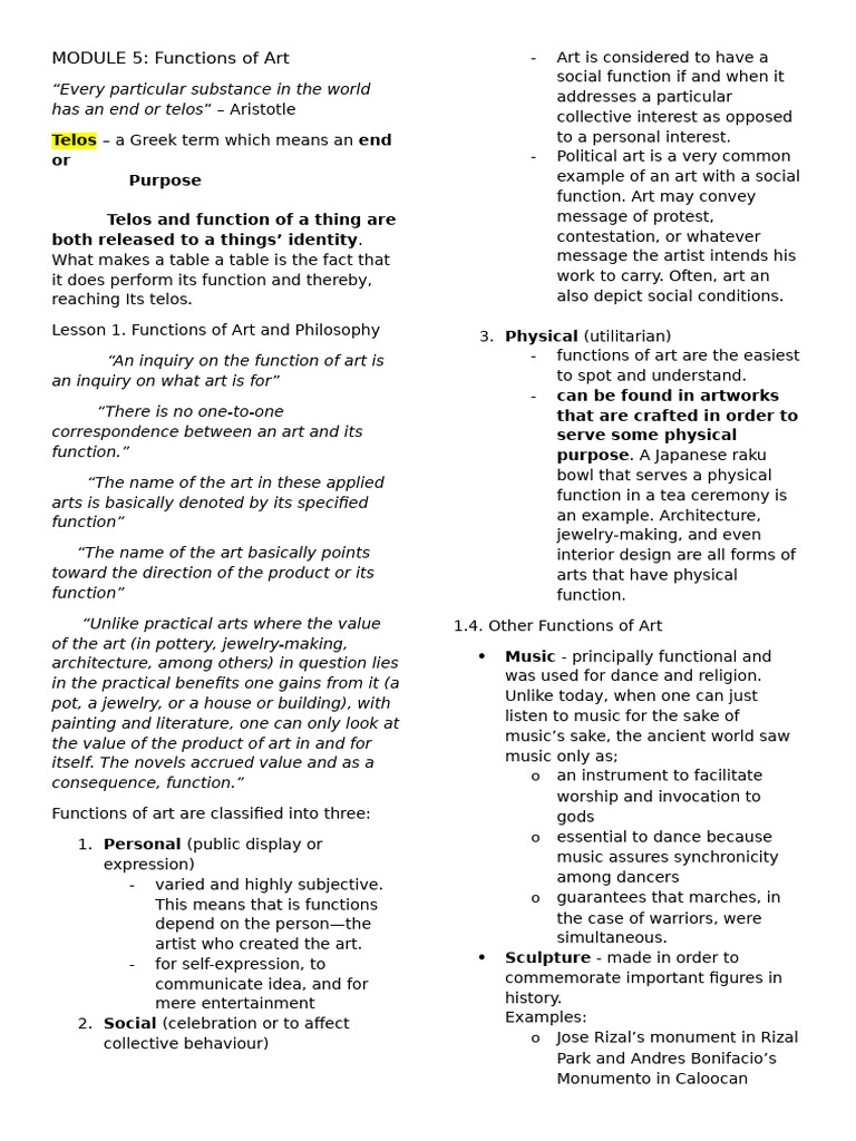 2ND Sem Midterm Reviewer On GE6 Art Appreciation by Devine | PDF | The ...