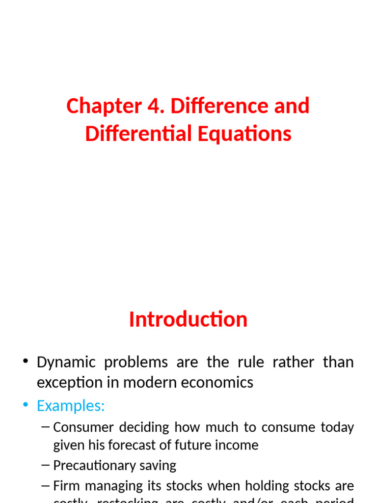 Chapter 4. Difference and Differential Equations Final | PDF | Recurrence Relation | Equations