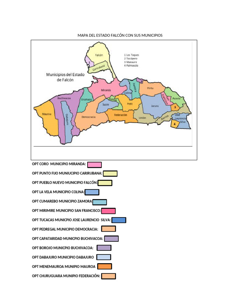 Mapa Del Estado Falcón Con Sus Municipios | PDF