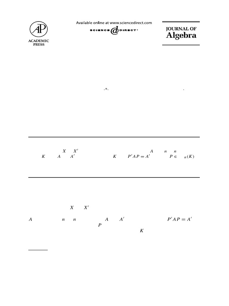 2002 A Square Matrix Is Congruent To Its Transpose | PDF | Matrix ...