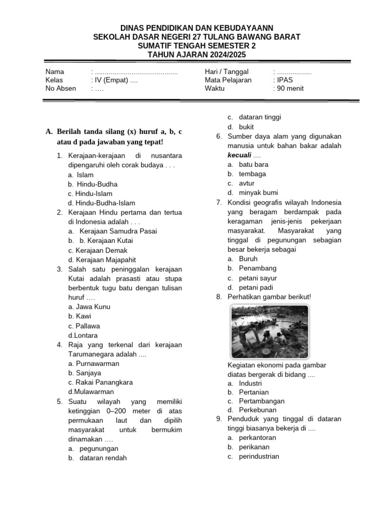 Soal Mid Sem 2 Ipas | PDF