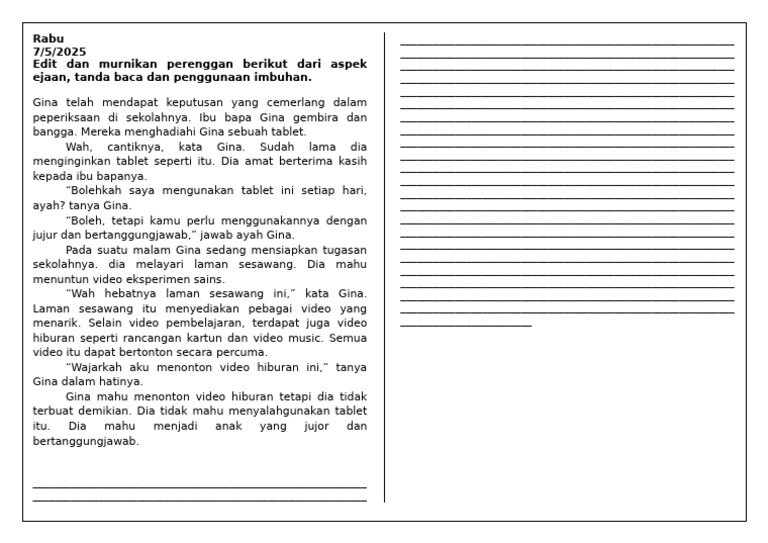 Latihan BM TH 5A - RABU 7 MEI 2025 | PDF