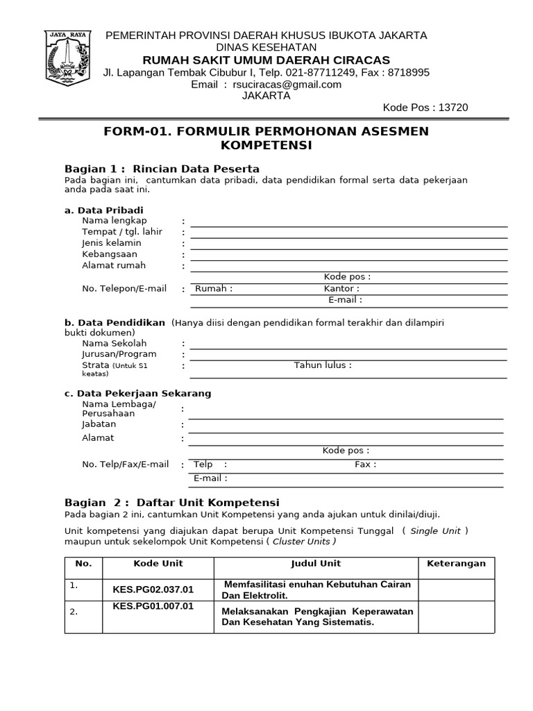 FORM 01 Permohonan Assesment | PDF
