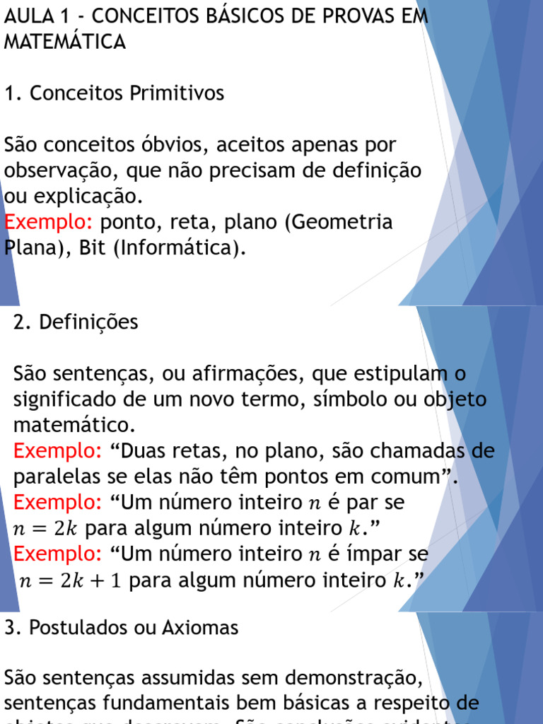 Aula 1 - Conceitos Básicos de Provas em Matemática-1792486575bd4aa3b52 Ur5ydm8 | PDF | Prova ...