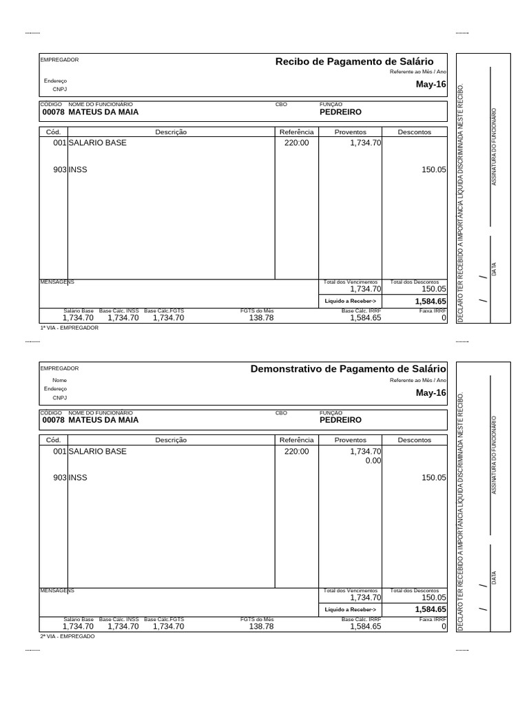 Recibo de Pagamento Holerite Modelo 2 | PDF | Estado de bem-estar ...