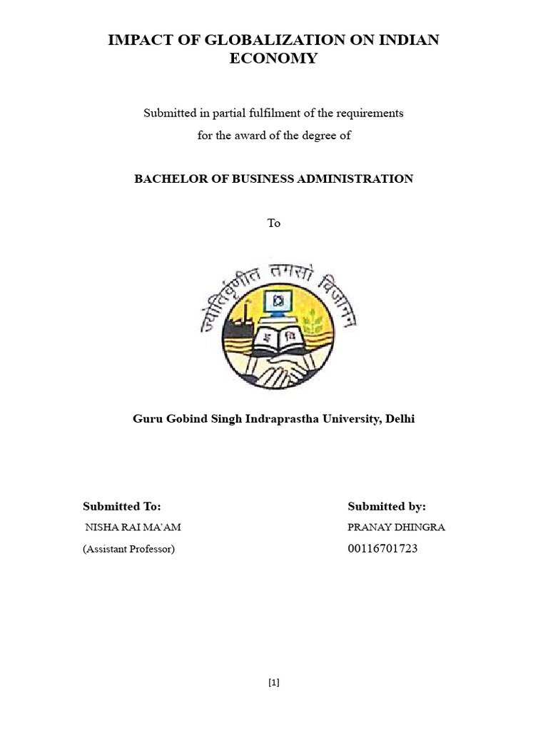 Minor Project - Impact of Globalization On Indian Economy | PDF ...