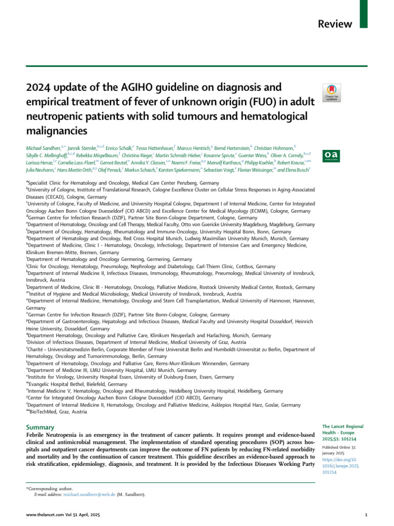 2024 AGIHO Guidelines on FUO Management | PDF | Infection | Evidence ...