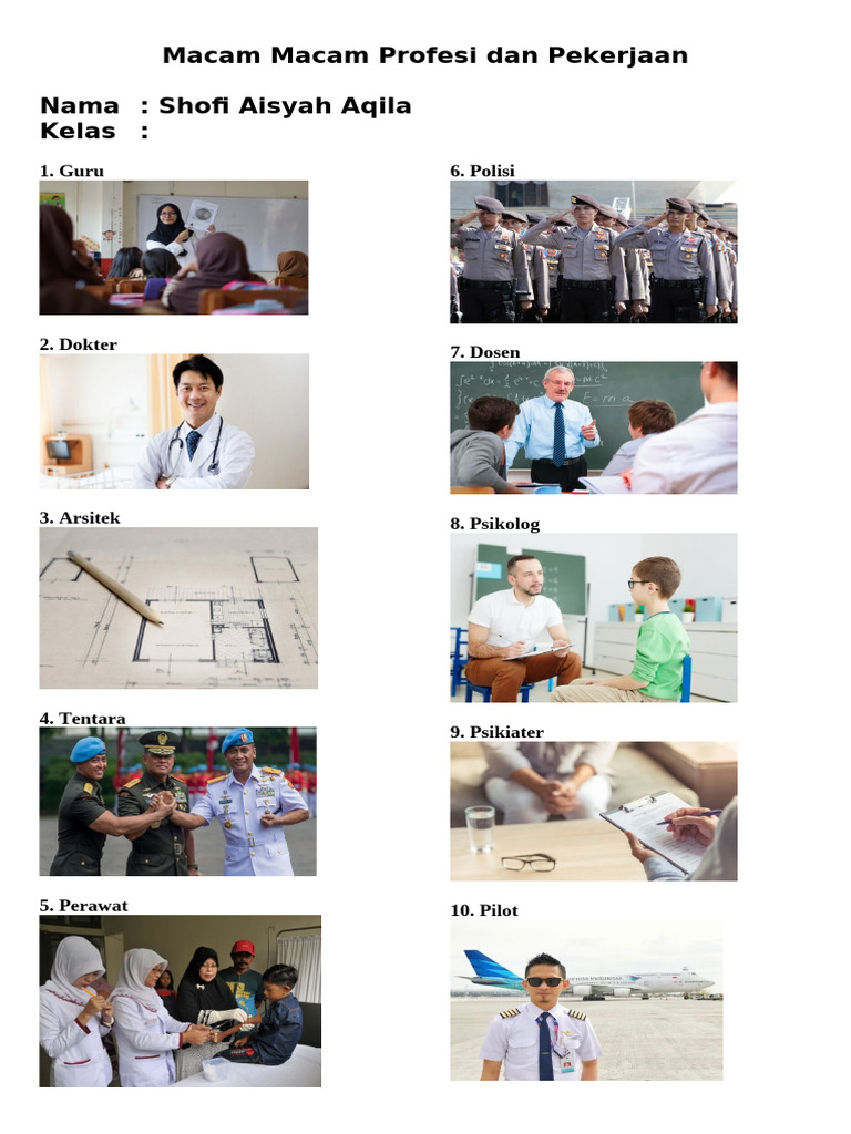 Macam Macam Profesi dan Pekerjaan | PDF