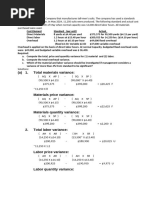 Standard Costing & Variance Analysis Problems | PDF | Variance | Cost