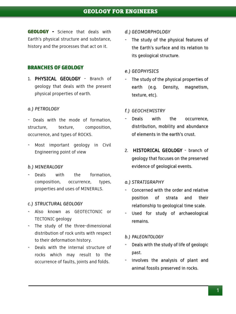 Geology For Engineers Reviewer | PDF | Plate Tectonics | Aquifer
