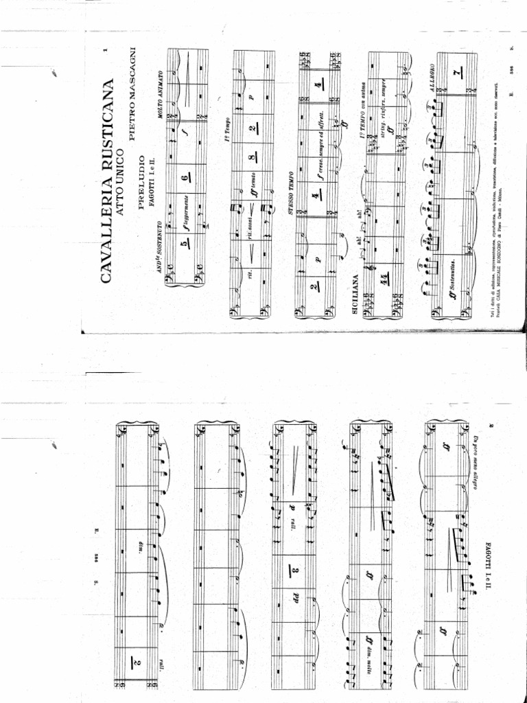 CAVALLERIA RUSTICANA Fagotto I | PDF