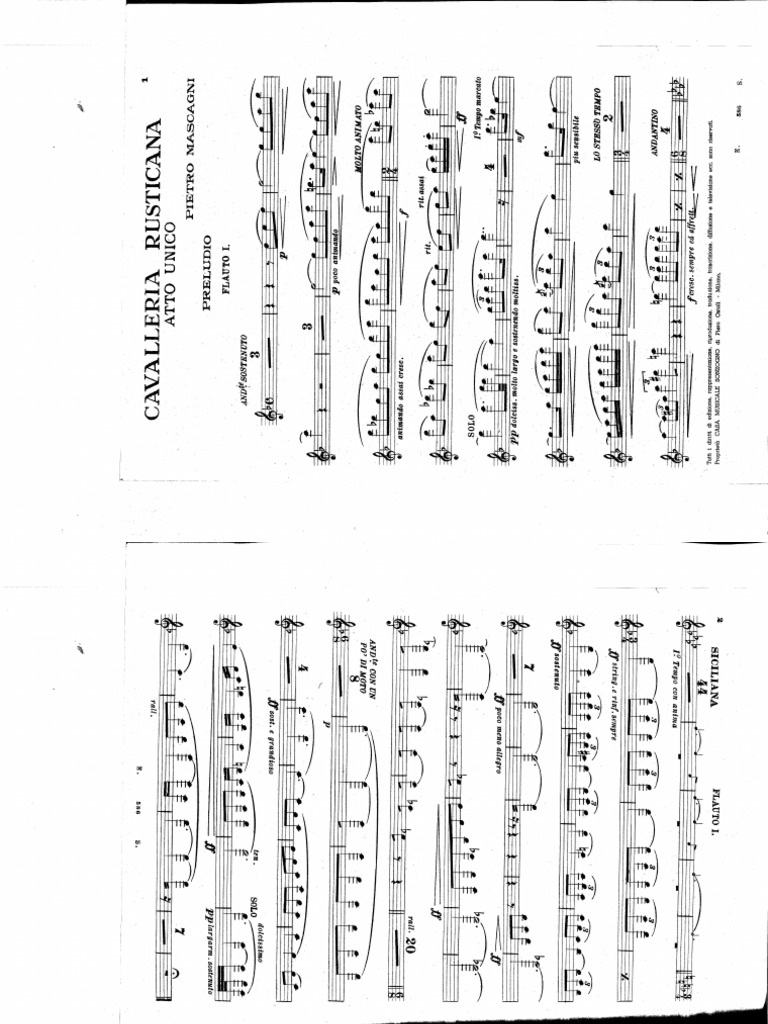 CAVALLERIA RUSTICANA flauto I | PDF