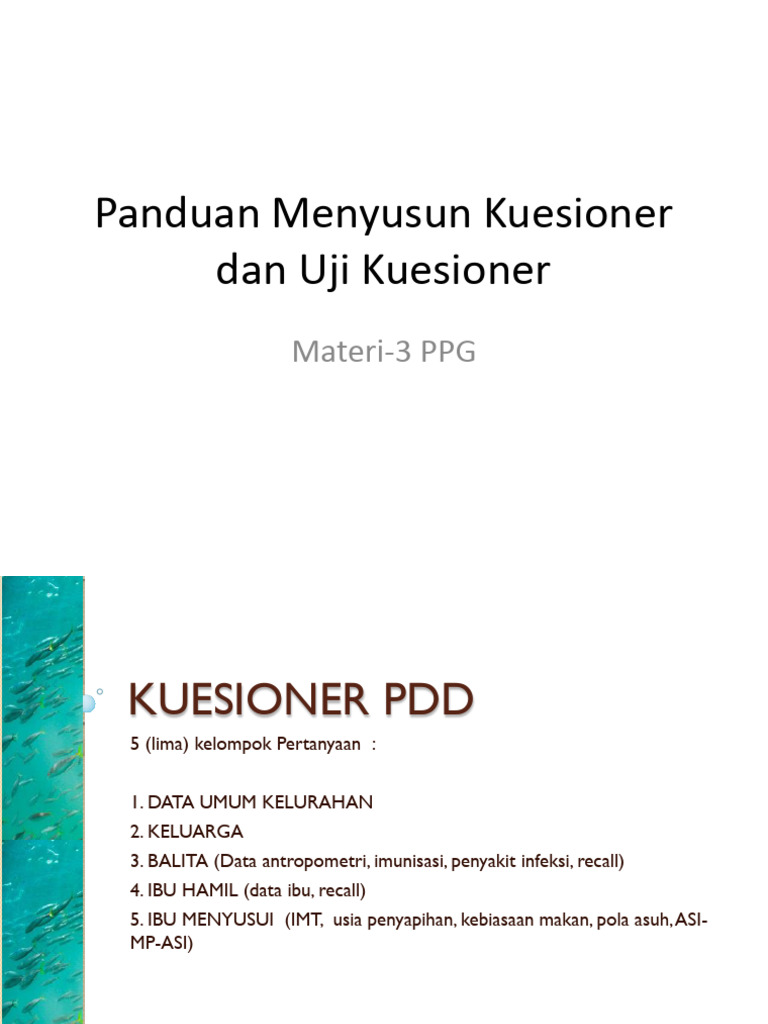 Panduan Kuesioner PDD dan Uji Reliabilitas | PDF