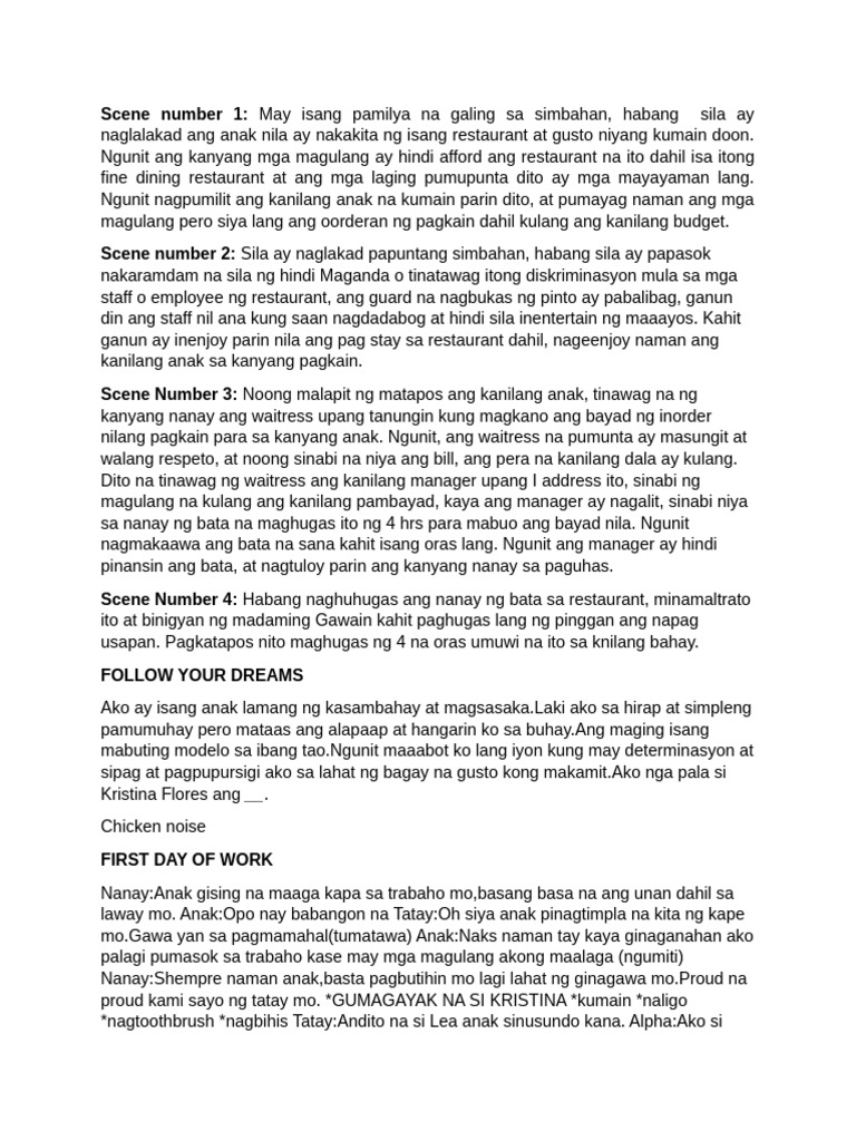 Script Restaurant | PDF