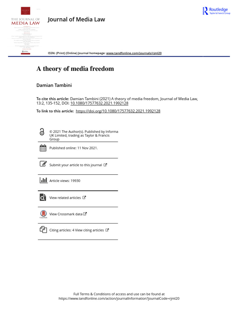 Theory of Media Freedom Explained | PDF | Freedom Of Speech | Freedom ...