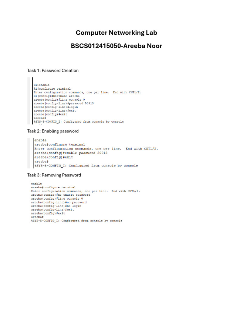 Networking Lab Tasks | PDF