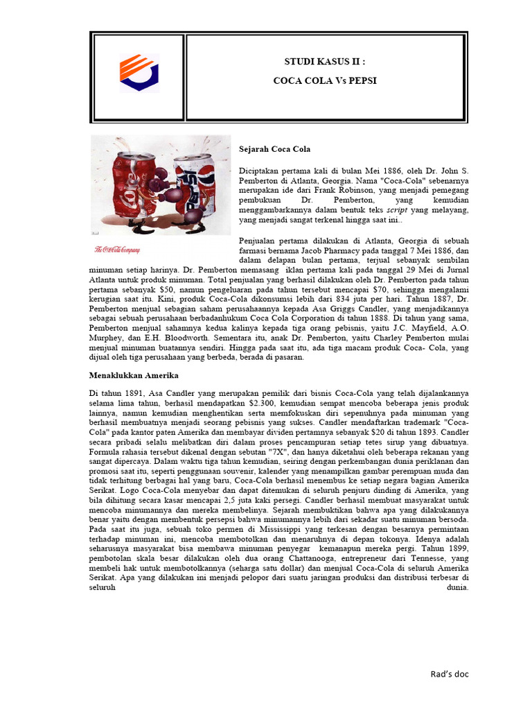 STUDI KASUS COCA COLA VS PEPSI | PDF