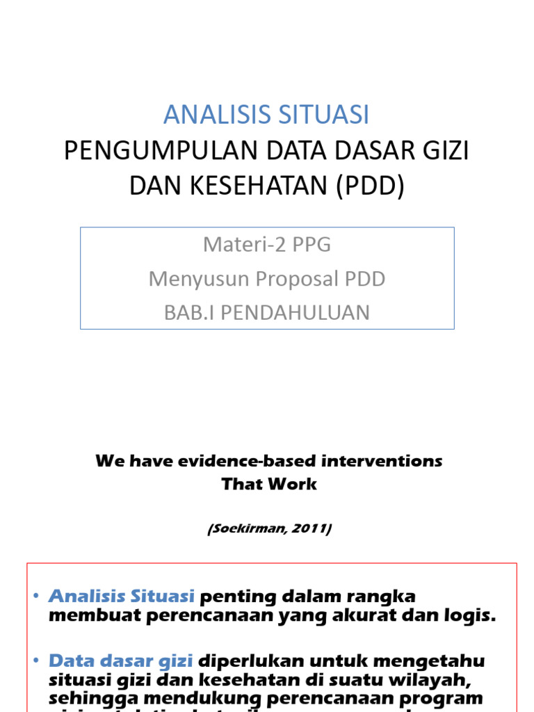 2. PENGUMPULAN DATA DASAR GIZI DAN KESEHATAN (PDD | PDF