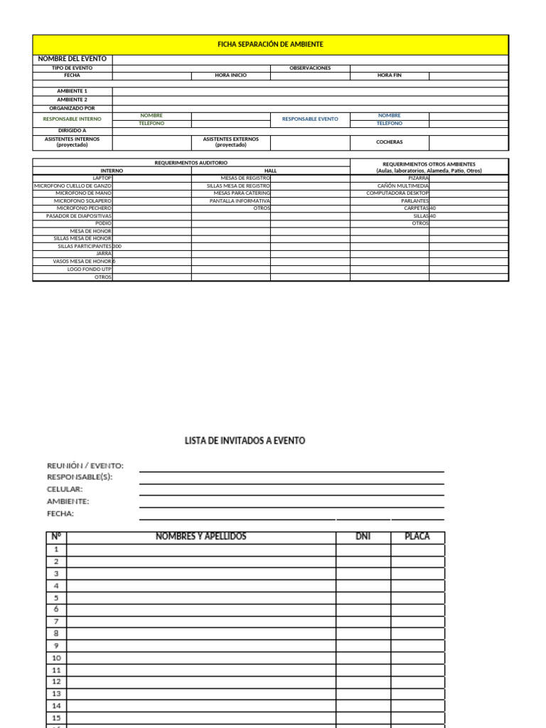 Ficha Eventos Utp v.1.1. | PDF