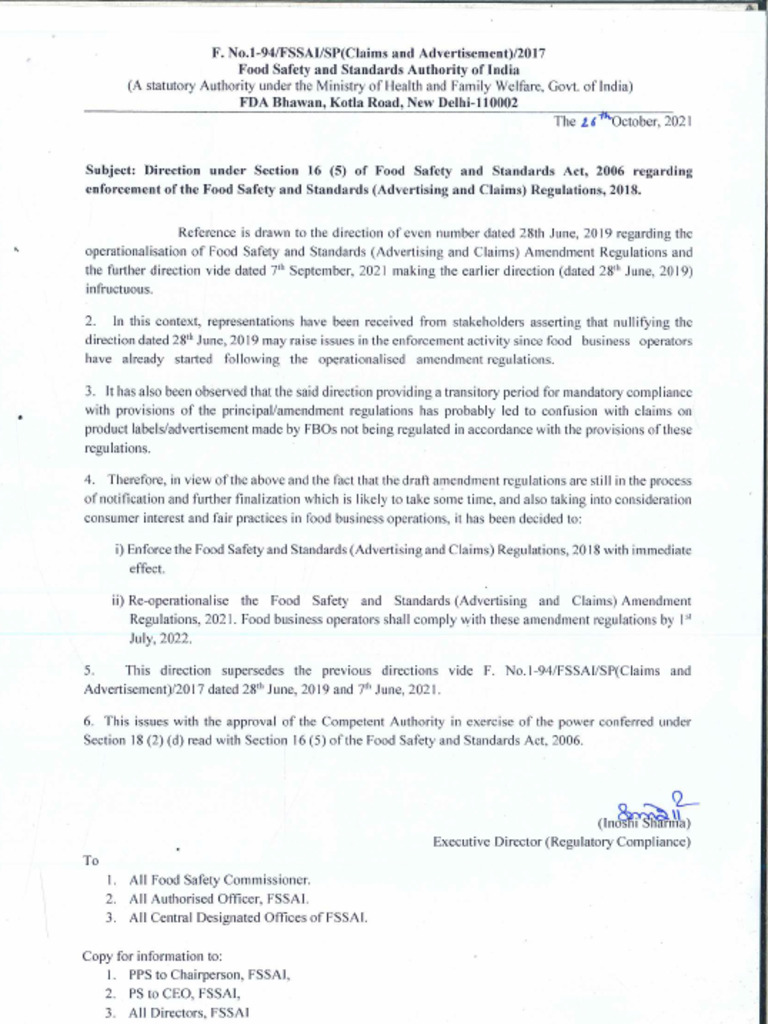 Fssai Claims | PDF