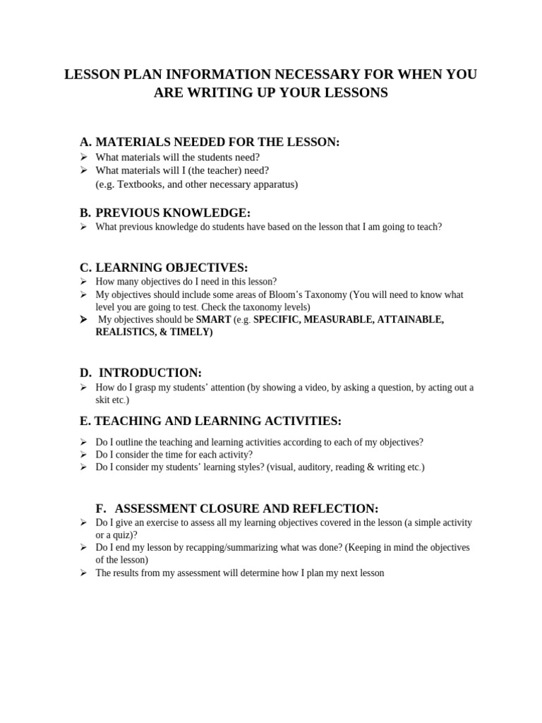 Lesson Plan Information | PDF | Learning | Lesson Plan