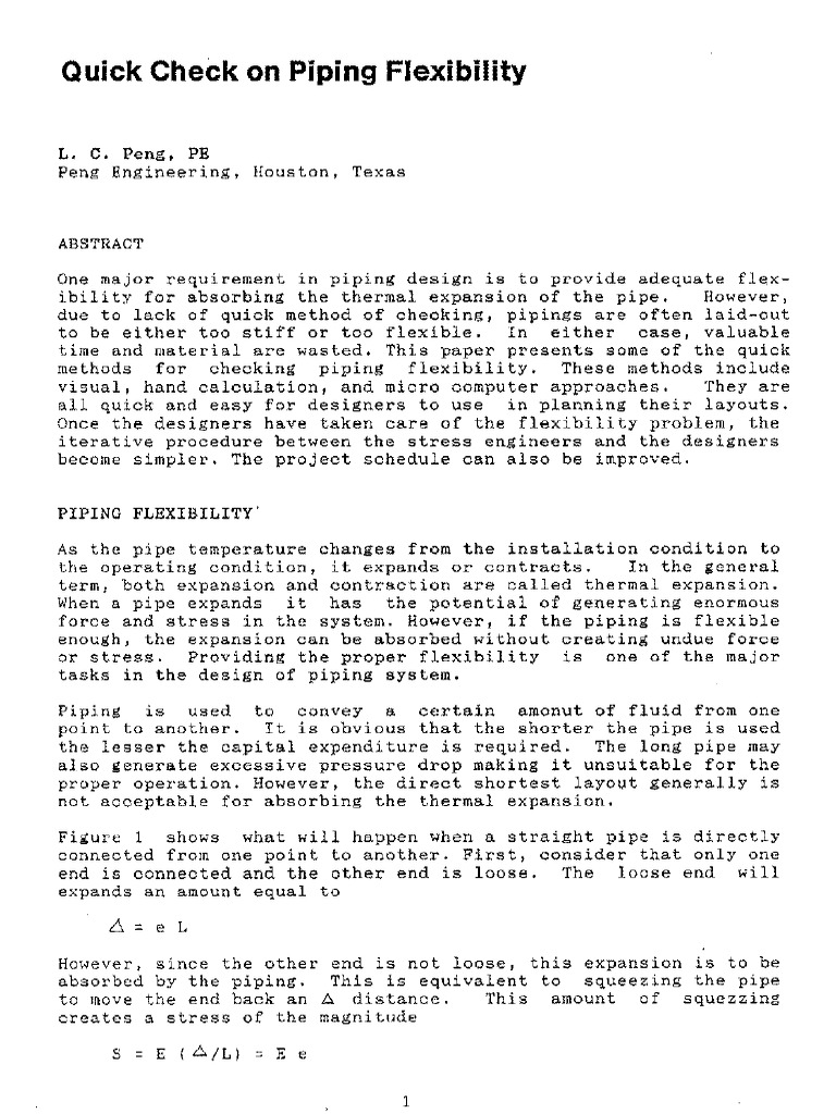 Quick Check On Piping Flexibility | PDF | Thermal Expansion | Pipe (Fluid Conveyance)