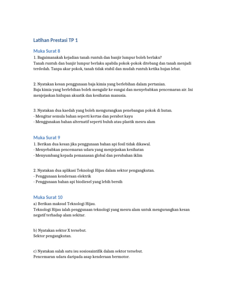 Latihan Prestasi TP1 | PDF