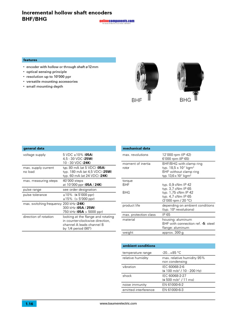 BHG 16 24K 5000 E2 A Baumer Electric | PDF | Electrical Engineering ...