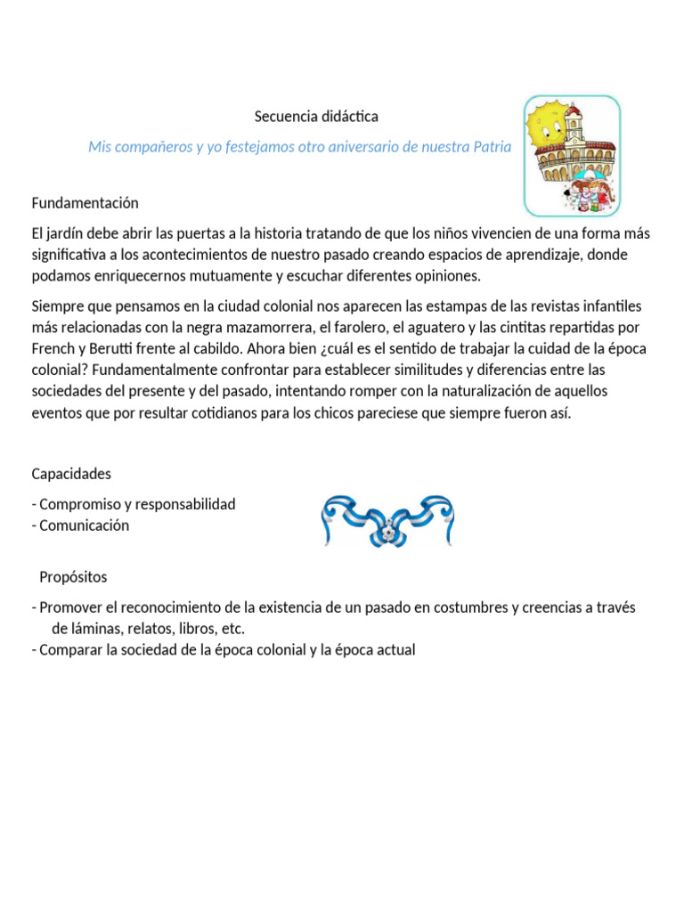 Secuencia Didáctica 25 De Mayo 2019 Pdf Enseñando Aprendizaje