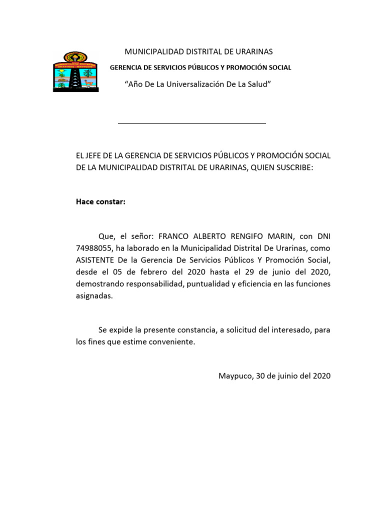 Certificado de Asistente en La Gerencia de Servicios | PDF