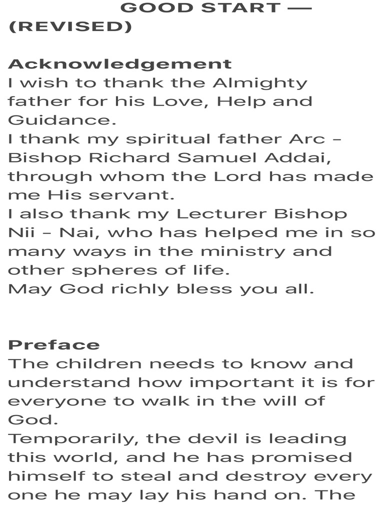 Good Start - (Revised) | PDF